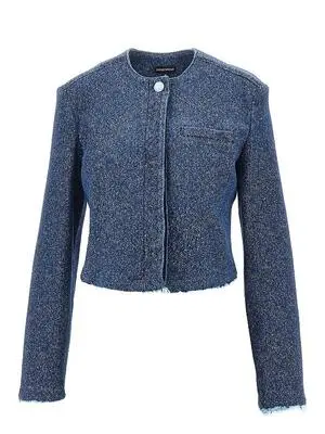 EMPORIO ARMANI EMPORIO ARMANI Cropped Denim Jacket With Frayed Hem