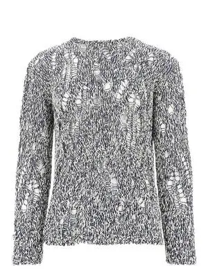 AMARANTO Distressed Effect Mouliné Cotton-blend Sweater - Multicolor
