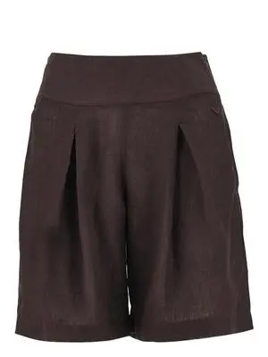 Emporio Armani Viscose And Linen High-rise Wide-leg Shorts - Brown