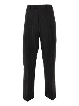 MARSEM Pinstriped Darted Tailored Pants - Black