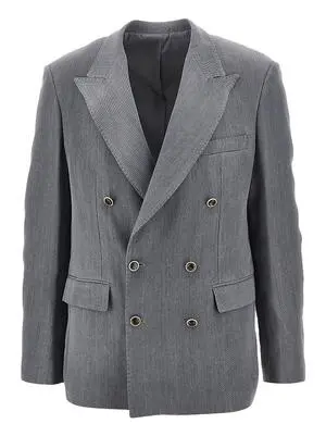 MARSEM Gabardine Double-breasted Tailored Jacket - Grey