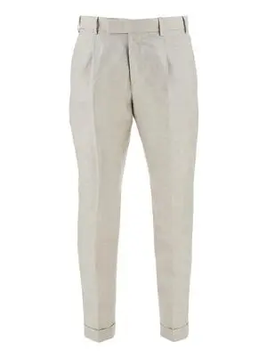 PT TORINO Wool And Linen Rebel Fit Tapered Pants - Beige
