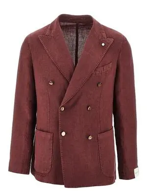 L.B.M. 1911 Double-breasted Linen Jacket - Red