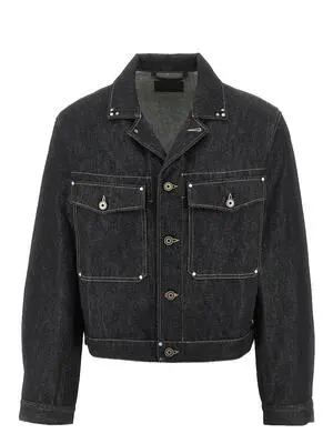 LEMAIRE Denim Trucker Jacket With Studs - Black