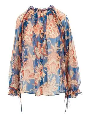 Etro Floral Print Chiffon Blouse - Multicolor