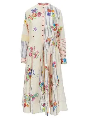 Pero Printed Cotton And Silk Midi Dress - Multicolor