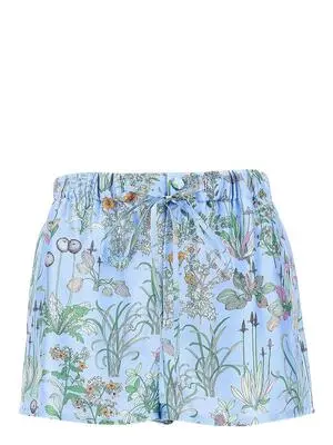 Gucci Floral Print Silk Twill Shorts - Blue