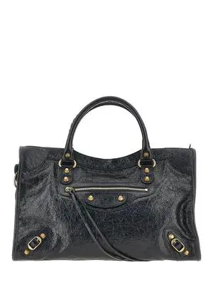 Balenciaga Arena Leather Medium "le City" Bag - Black