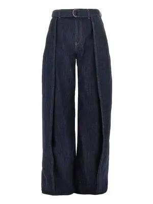 LOEWE LOEWE Pleated Wide-Leg Jeans With Belt