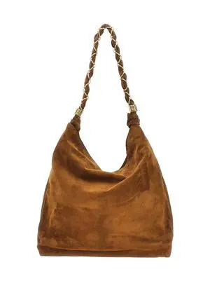 Saint Laurent SAINT LAURENT Amalia Suede Shoulder Bag With Metal Chain Brown