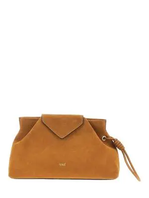 IOEF Nubuck Leather 'ariette' Pouch With Gold-tone Logo - Brown