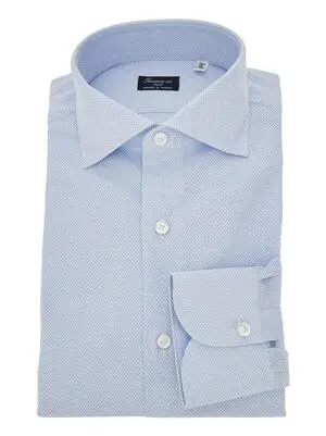 FINAMORE 1925 Milano' Jacquard Cotton Shirt - Blue
