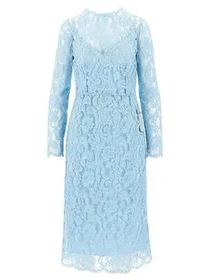 Dolce & Gabbana Floral Cordonetto Lace Midi Dress - Blue