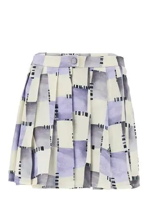 Emporio Armani Graphic Check Print Satin Skorts - Multicolor