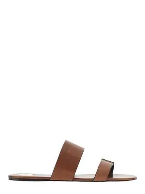 Saint Laurent Babylone Leather Sandals With Cassandre Logo - Brown