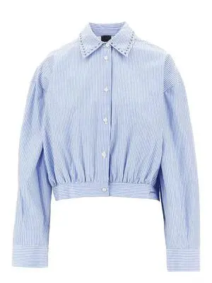 PINKO PINKO Striped Cropped Shirt With Studded Collar