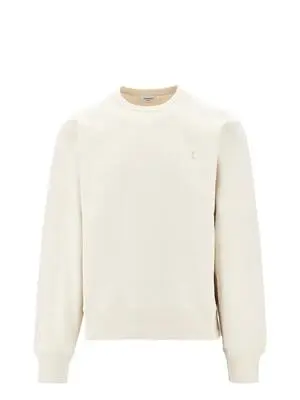 Saint Laurent Cassandre Embroidery Crewneck Sweatshirt - Beige
