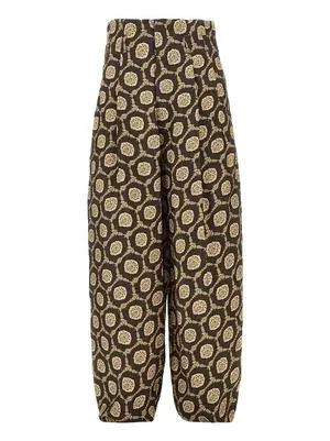 Emporio Armani Printed Viscose Satin Wide Leg Trousers - Multicolor
