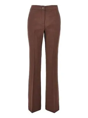 Pinko Stretch Viscose-blend Flared Pants - Brown