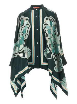 La DoubleJ Foulard Silk Twill Printed Shirt - Green