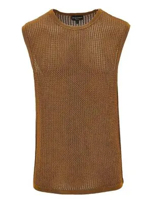Emporio Armani Openworked Knitted Vest - Brown