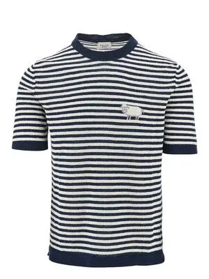 GALLIA KNIT Striped Knitted T-shirt - Multicolor