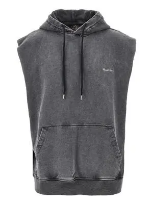 MAUNA KEA Sleeveless Cotton Hoodie With Graphic Print - Black