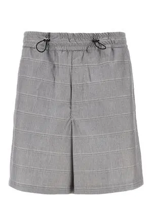 C.9.3 Cotton-blend Jacquard Check Bermuda Shorts - Grey