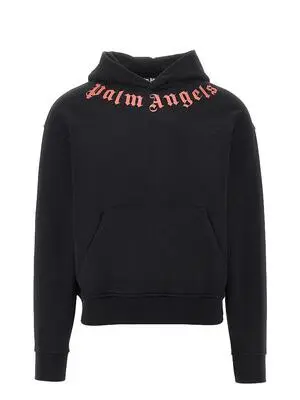 Palm Angels Logo Print Hoodie - Black