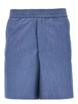 C.9.3 Stretch Viscose-blend Gabardine Bermuda Shorts - Blue