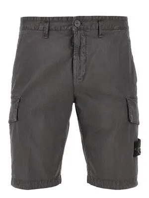 Stone Island Old Effect Broken Twill Cargo Shorts - Grey