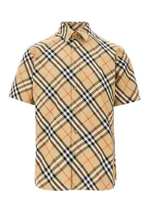 Burberry Check Popin Short-seeved Shirt Man Beige