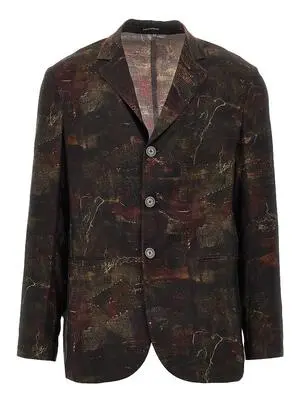 EMPORIO ARMANI EMPORIO ARMANI Cupro Twill Jacket With Vintage Effect Print