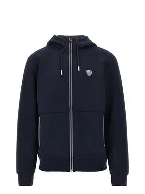 EA7 EA7 Stretch Jersey Full-Zip Hoodie Blue
