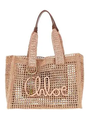 Chloé CHLOE Raffia East-West Tote Bag Pink