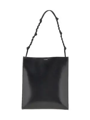 JIL SANDER Tangle Leather Shoulder Bag - Black