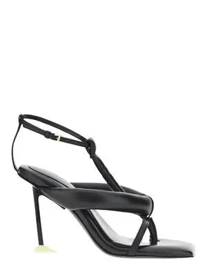 Givenchy Nappa Leather Boudoir Heel Thong Sandals - Black