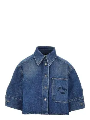 Givenchy Cropped Denim Cocoon Shirt - Blue