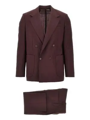 MARSEM Light Wool Double-breasted Tailo Suit - Red