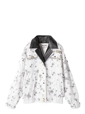 MIU MIU Miu Miu Embroidered Gabardine And Leather Blouson Jacket