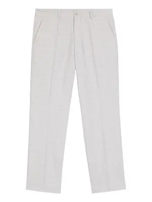 BOSS Straight-fit Virgin Wool And Cotton Checkered Dress Pants - White