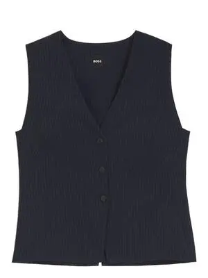 BOSS Pinstripe Stretch Crepe Vest - Patterned