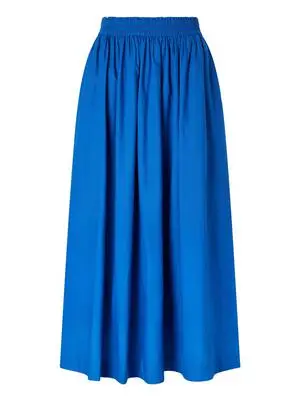SKALL Organic Cotton Poplin Midi Skirt - Blue