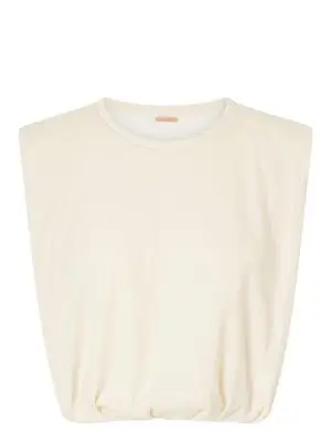 Johanna Ortiz Johanna Ortiz Muraya Ribbed Cotton-Blend Top Ecru
