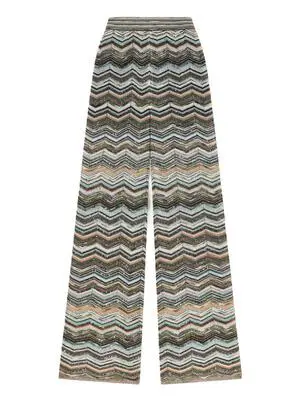 Missoni Striped Metallic Crochet-knit Wide-leg Pants - Multi