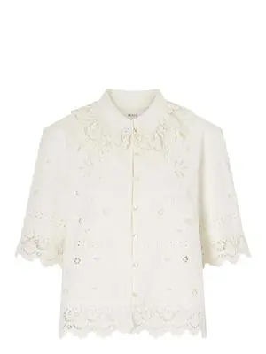SKALL SKALL Talia Broderie Anglaise Cotton And Linen-Blend Shirt