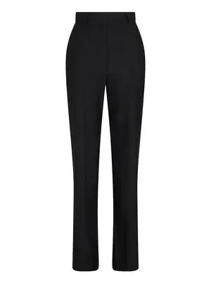 Alexander McQueen Wool Crepe Tailored High-rise Pants - Black