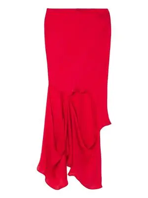 Acne Studios Asymmetric Cutout Silk Midi Skirt - Red