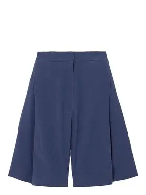 Tove Bella Pleated Linen-blend Shorts - Navy