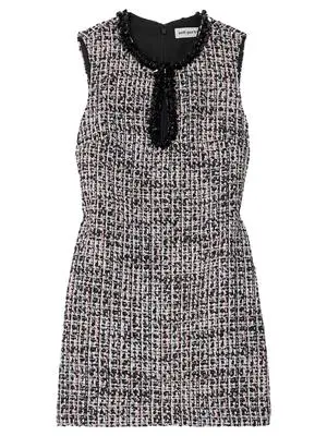 SELF-PORTRAIT Sequin-embellished Bouclé Tweed Mini Dress - Black